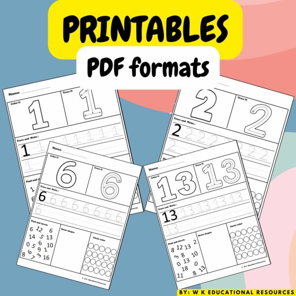 Trace and write numbers, 1-20 coloring, Find and circle, Draw ...