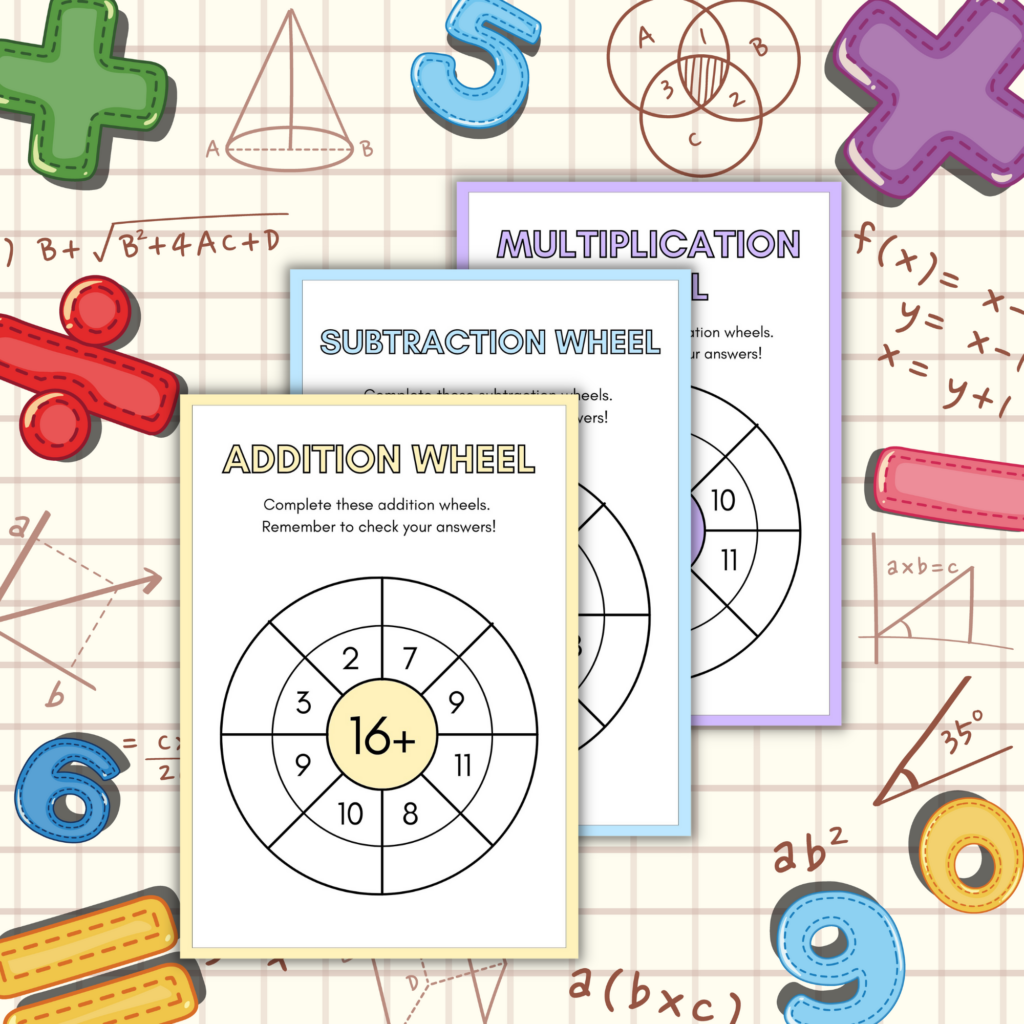 Math Wheels - Multiplication,addition,subtraction | Made By Teachers