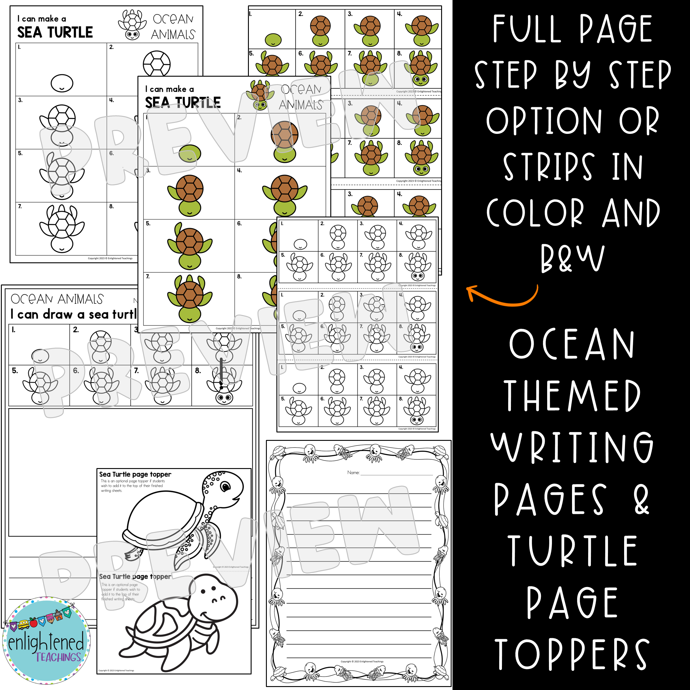 Sea Turtle Craft, Ocean Crafts, Ocean Directed Drawing, Ocean Animal ...