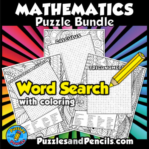 Mathematics Word Search Puzzle BUNDLE | 9 Wordsearch Puzzles | Made By ...