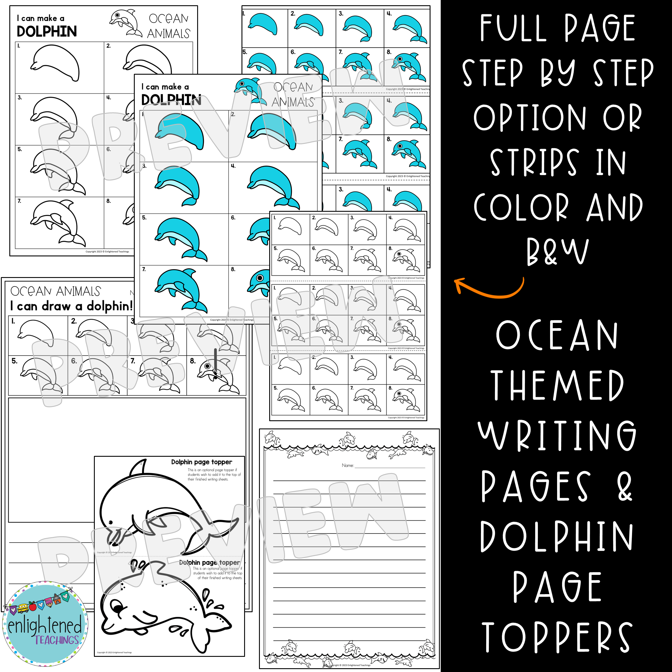 Dolphin Craft, Ocean Crafts, Ocean Directed Drawing, Ocean Animal ...
