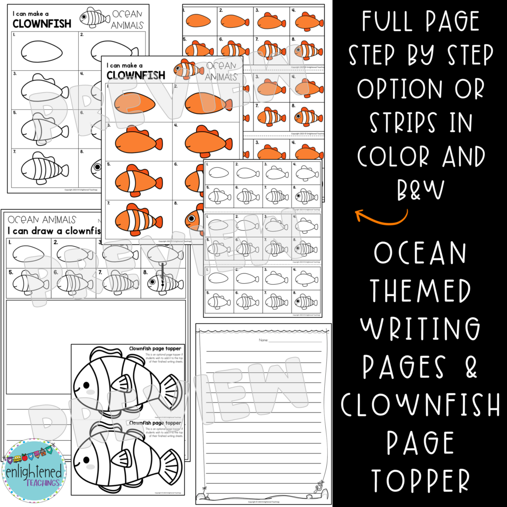 Clownfish Craft, Ocean Crafts, Ocean Directed Drawing, Ocean Animal ...