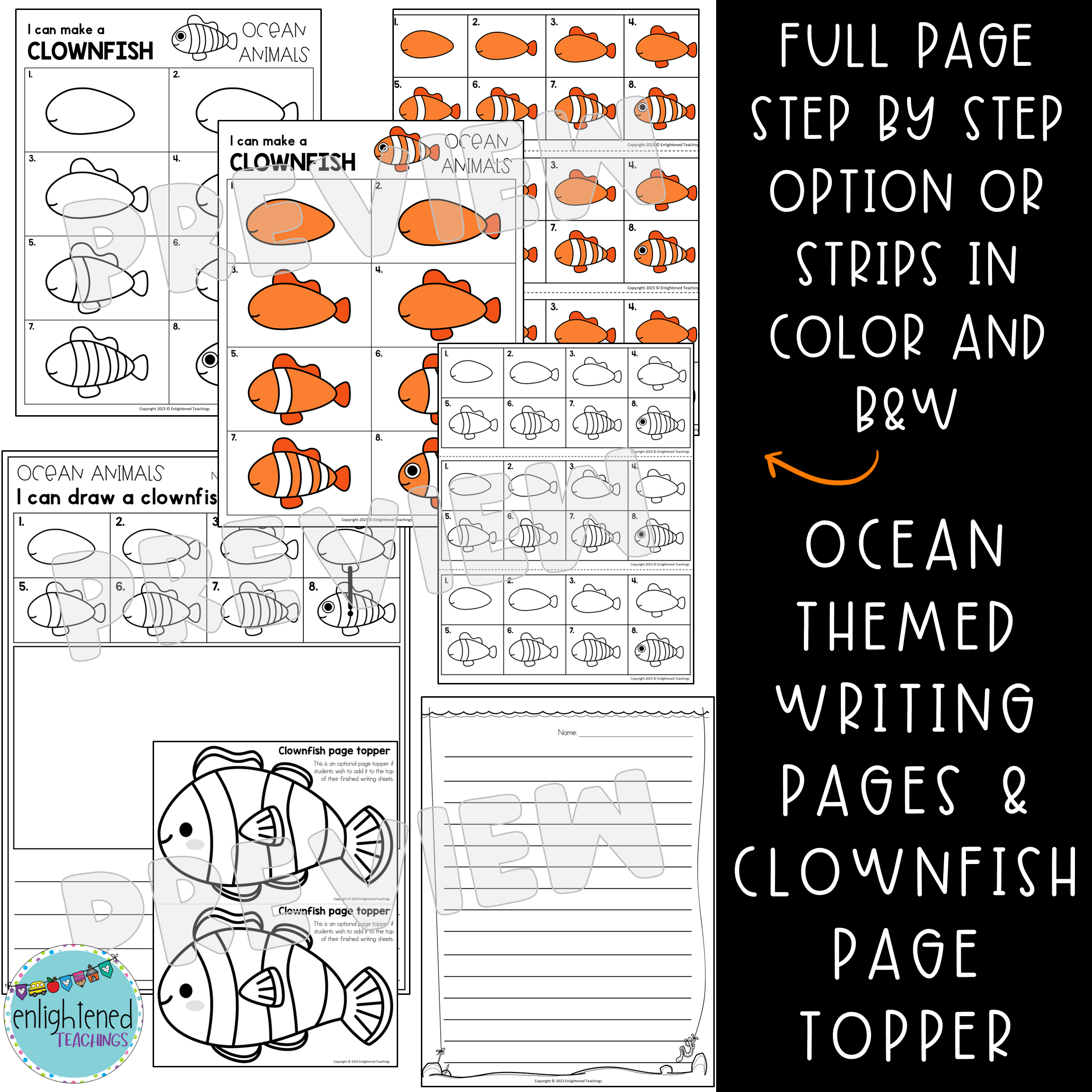 Clownfish Craft, Ocean Crafts, Ocean Directed Drawing, Ocean Animal ...
