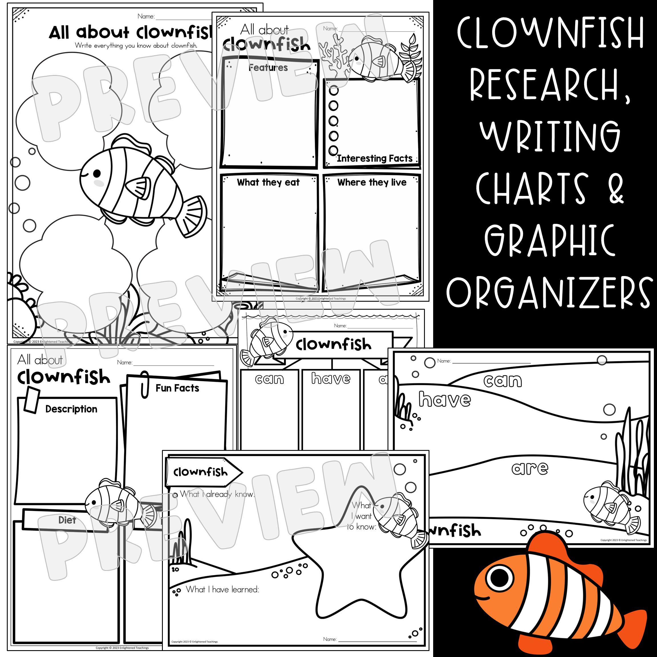 Clownfish Craft, Ocean Crafts, Ocean Directed Drawing, Ocean Animal ...