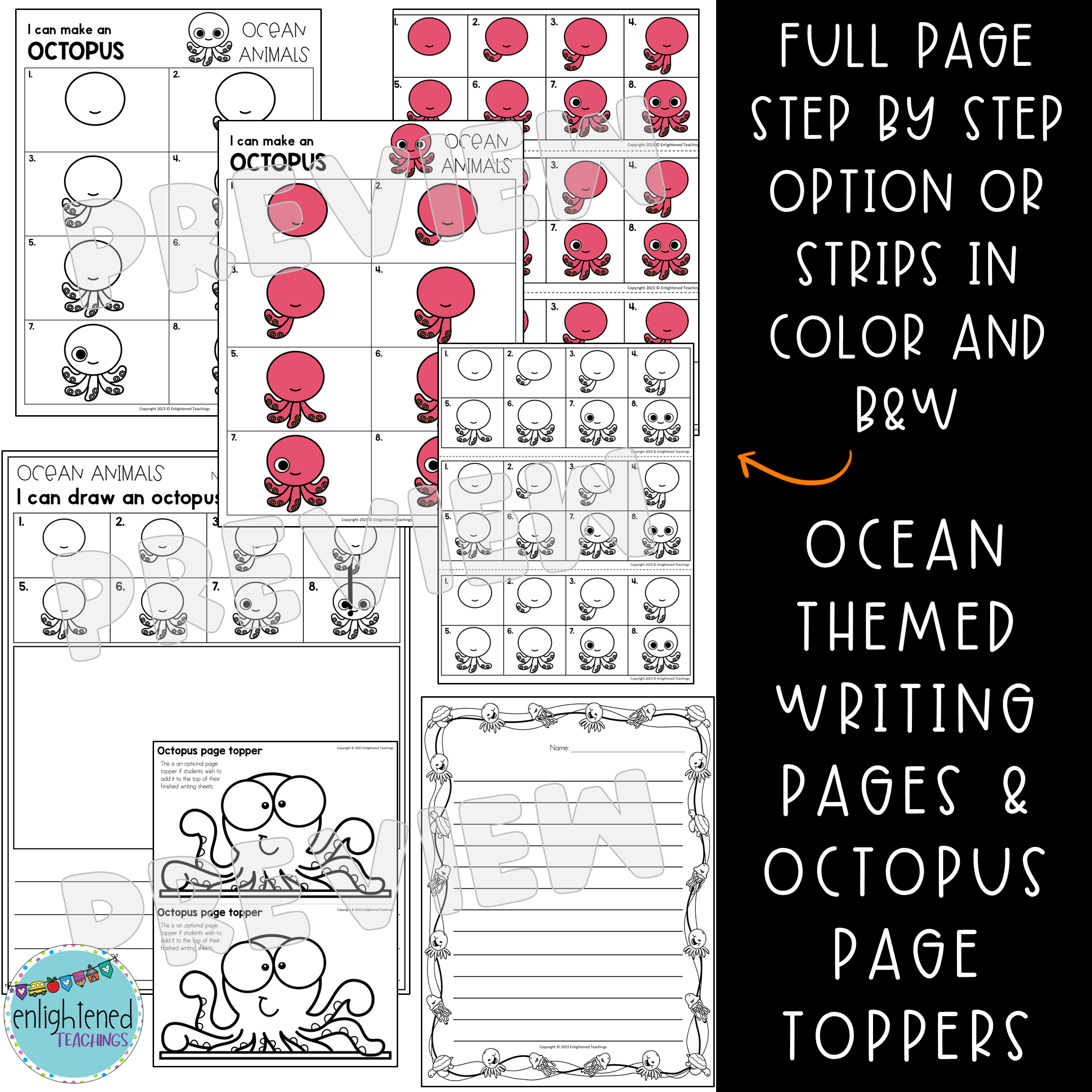 Octopus Craft, Ocean Crafts, Ocean Directed Drawing, Ocean Animal ...