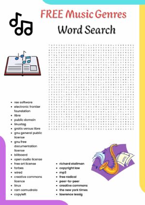 FREE Music Genres word search Puzzle worksheet activities for kids ...