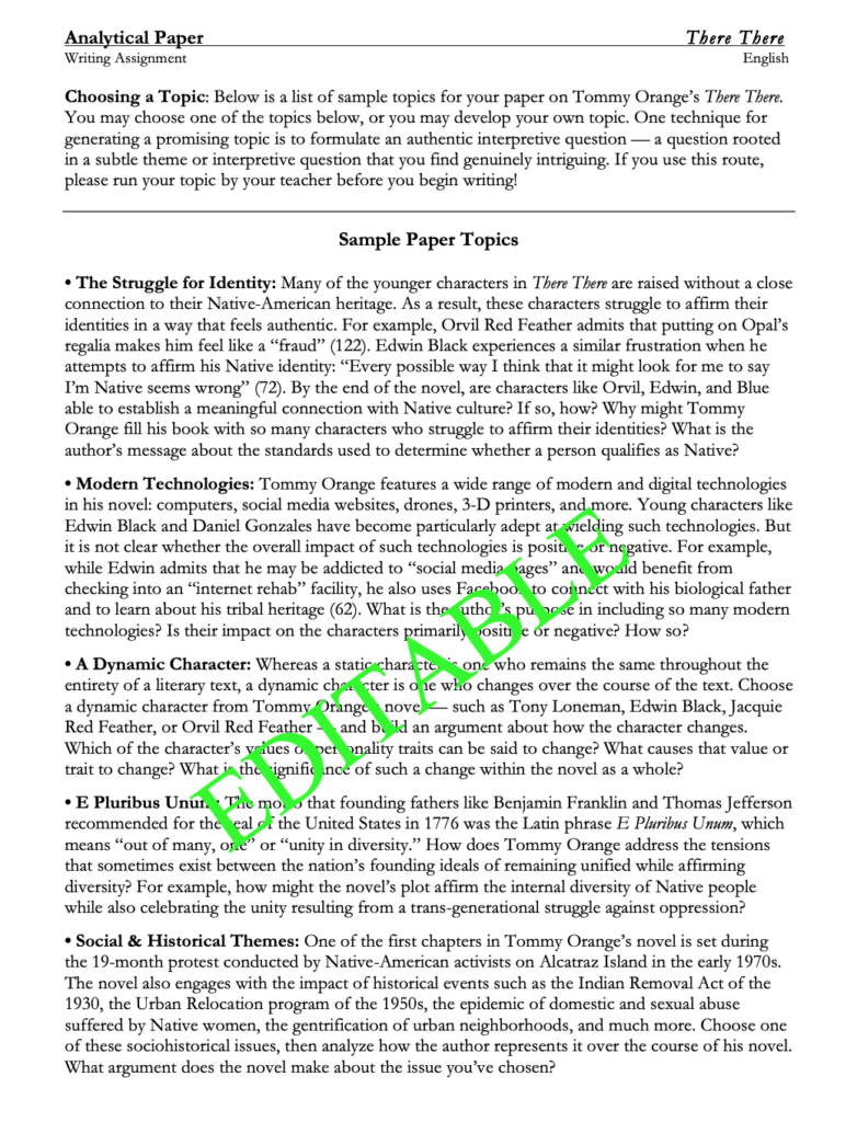 THERE THERE by Tommy Orange COMPLETE UNIT: Reading Quizzes, Discussion ...