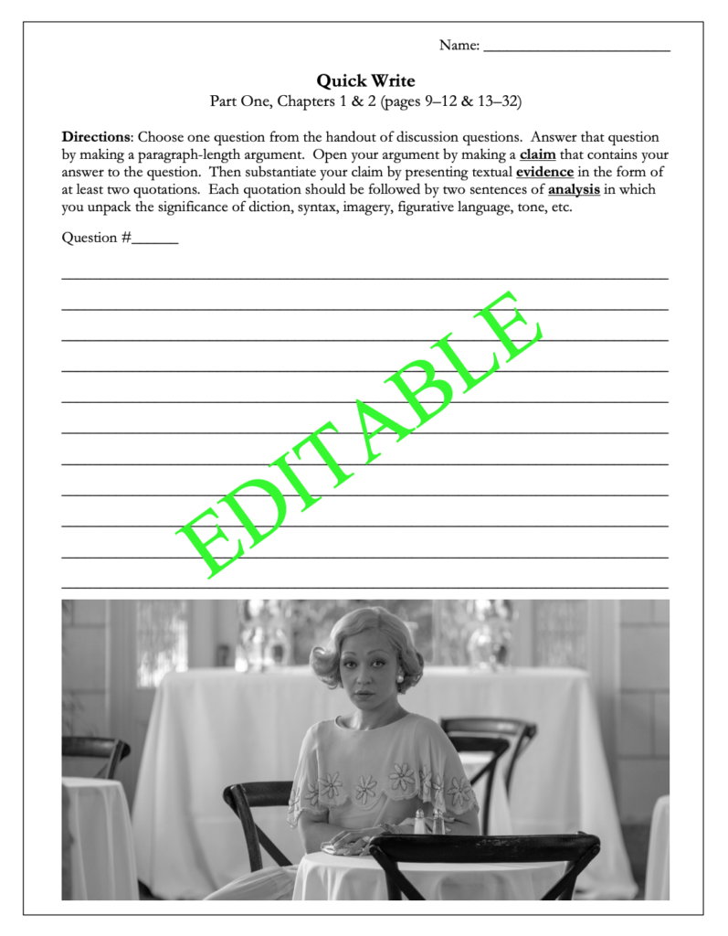 PASSING by Nella Larsen | COMPLETE UNIT: Reading Quizzes, Discussion ...