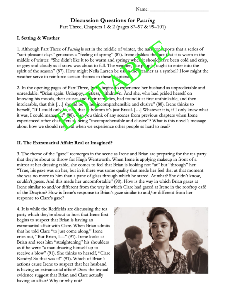 PASSING by Nella Larsen | COMPLETE UNIT: Reading Quizzes, Discussion ...