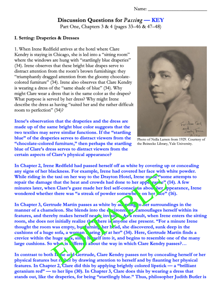 PASSING by Nella Larsen | COMPLETE UNIT: Reading Quizzes, Discussion ...