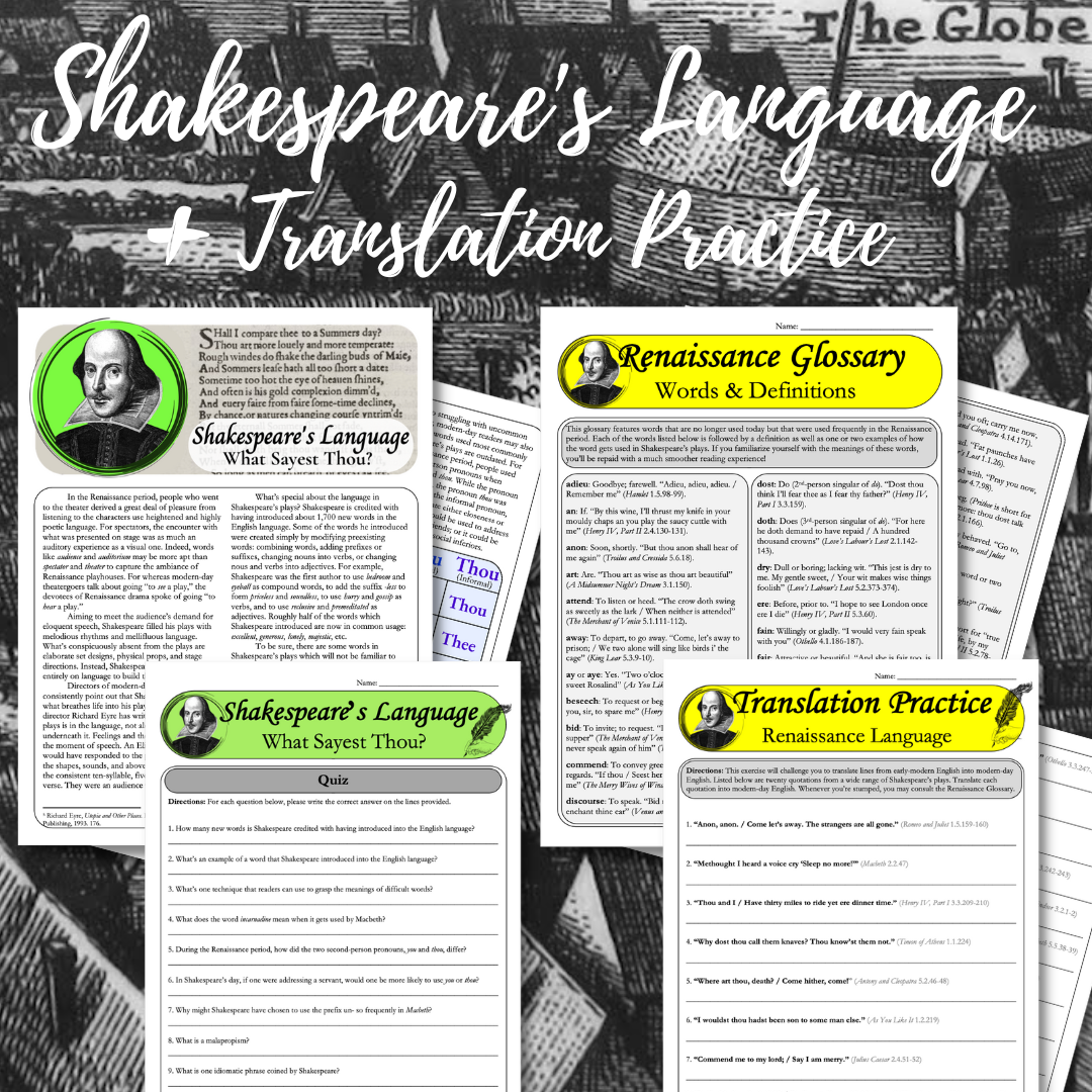 INTRODUCTION TO SHAKESPEARE: Author Biography, Globe Theater, Language ...