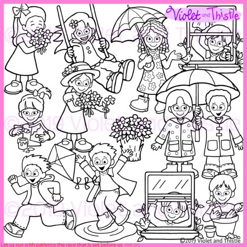 Spring Kid Clipart Verb Activity Clip Art Swing Pick Flower Plant Paint ...