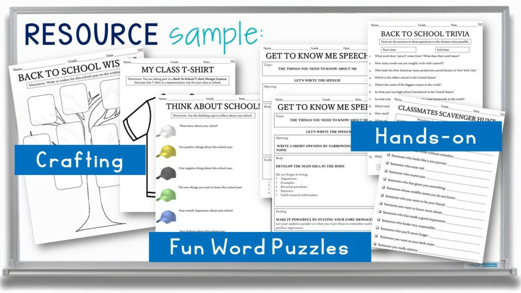 Back To School Activities, Worksheets, Crafts, Prompts - Print and ...