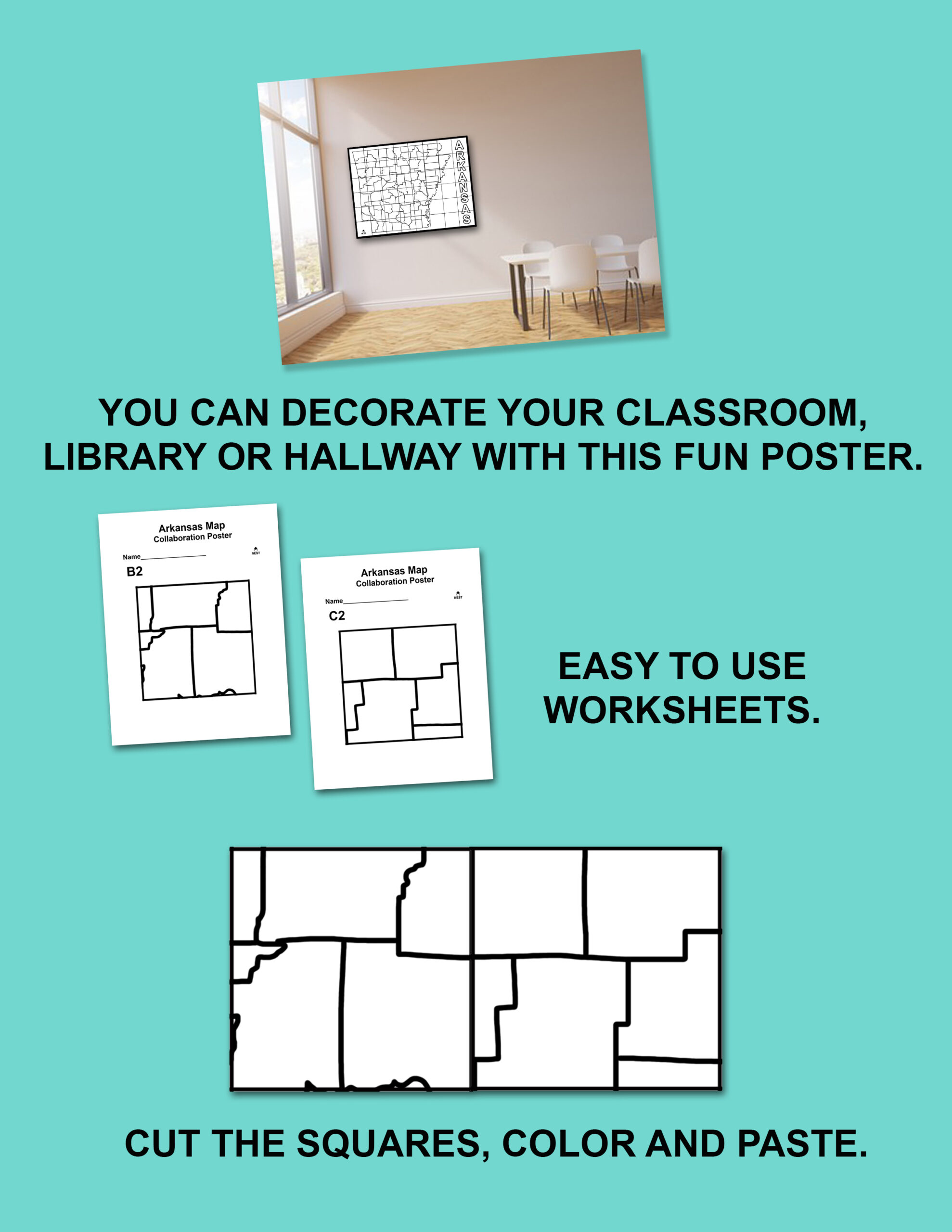 Arkansas Map Collaboration Poster | Made By Teachers