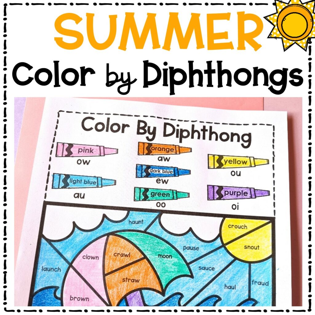 Summer Activities Color by Diphthongs | Made By Teachers