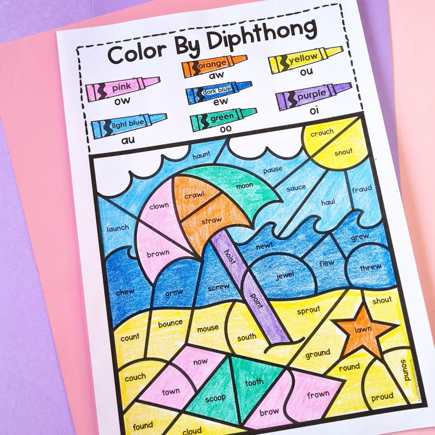 Summer Activities Color by Diphthongs | Made By Teachers