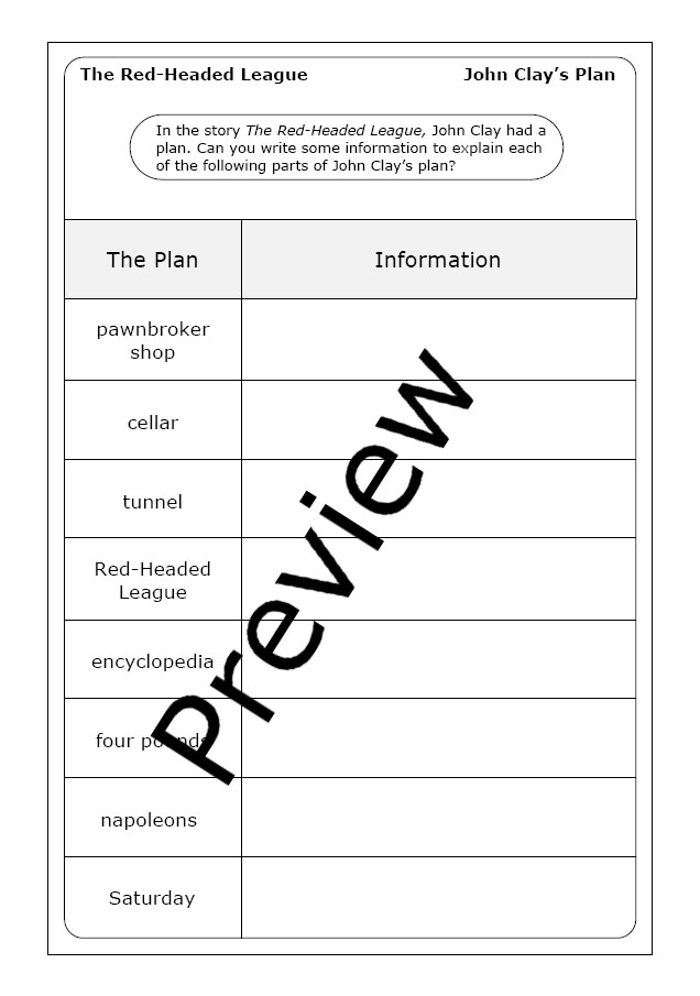 Arthur Conan Doyle "The Red-Headed League" worksheets | Made By Teachers