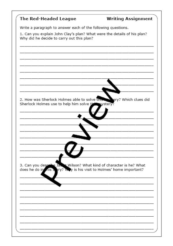 Arthur Conan Doyle "The Red-Headed League" worksheets | Made By Teachers