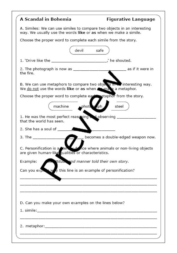 Arthur Conan Doyle "A Scandal in Bohemia" worksheets | Made By Teachers