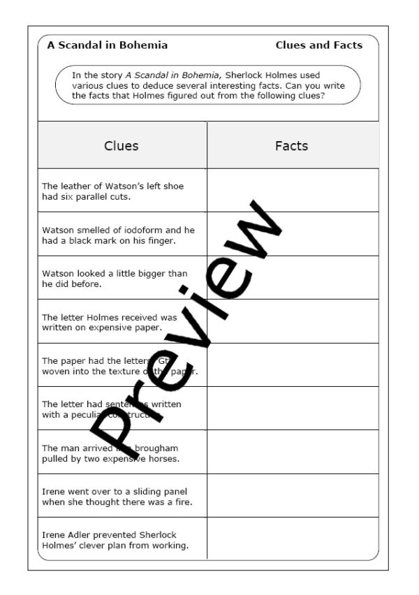 Arthur Conan Doyle "A Scandal in Bohemia" worksheets | Made By Teachers