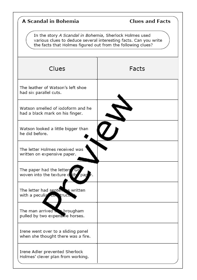 Arthur Conan Doyle "A Scandal in Bohemia" worksheets | Made By Teachers