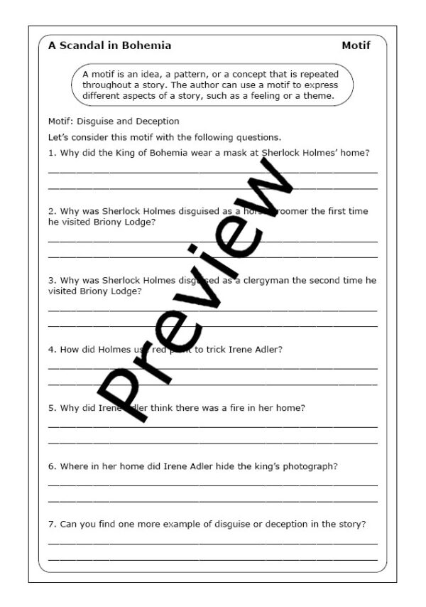 Arthur Conan Doyle "A Scandal in Bohemia" worksheets | Made By Teachers