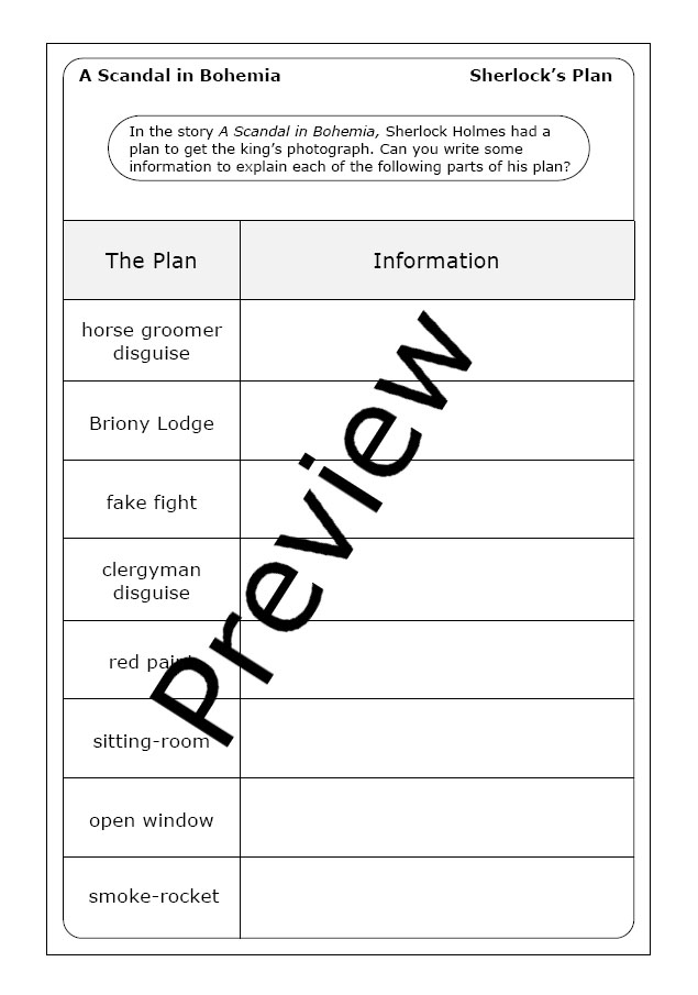 Arthur Conan Doyle "A Scandal in Bohemia" worksheets | Made By Teachers