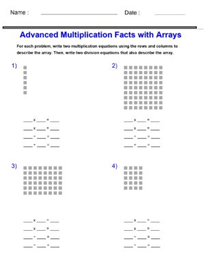 Multiplication Worksheets - Advanced Multiplication Facts with Arrays ...