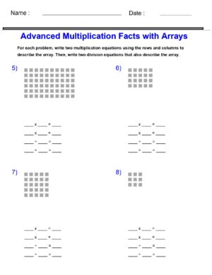 Multiplication Worksheets - Advanced Multiplication Facts with Arrays ...