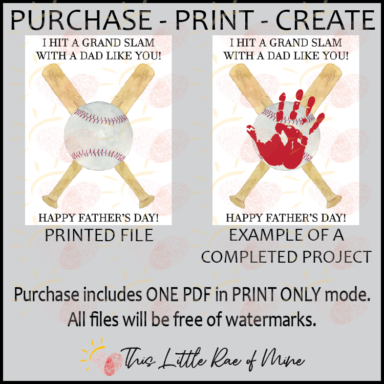 Grand Slam - Baseball - Father's Day - printable - Handprint art ...