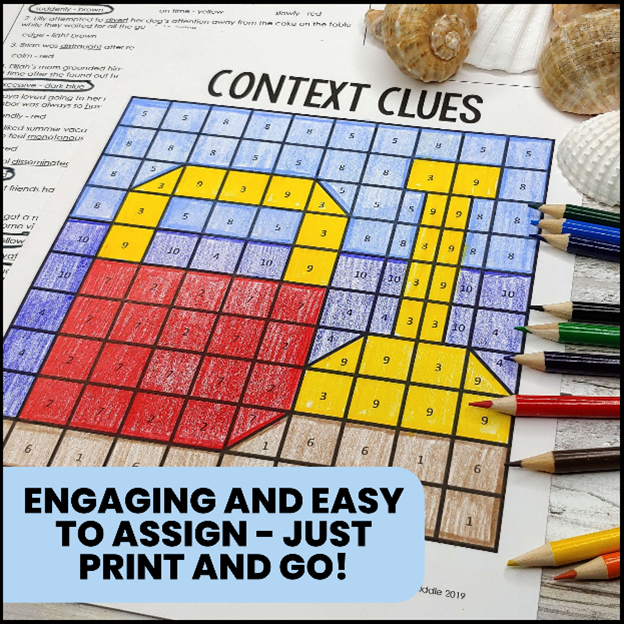 End of the Year Summer Context Clues Color By Number Coloring Pages ...