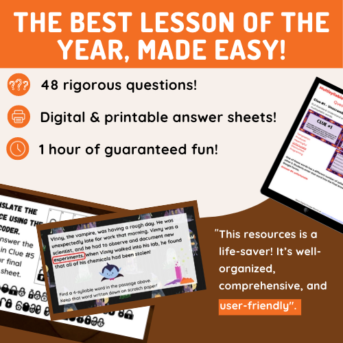 Halloween Escape Room | Multisyllabic Words | Haunted House Escape Room ...