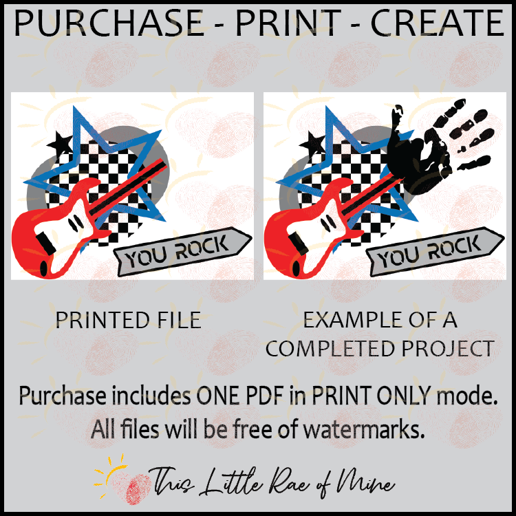 You Rock - guitar - Father's Day - printable - Handprint art - keepsake ...