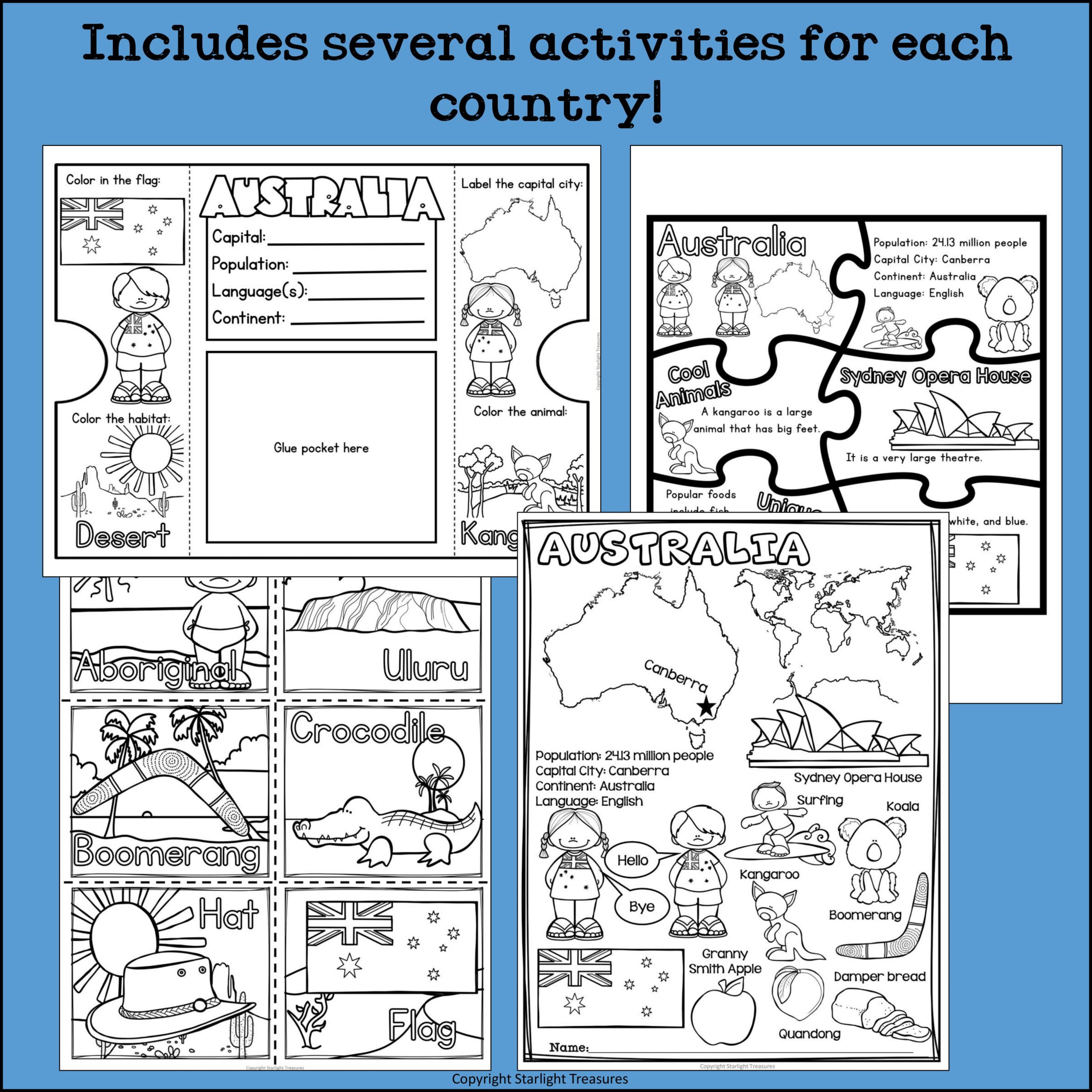 All About Australia (Continent) Complete Unit with Activities for Early ...