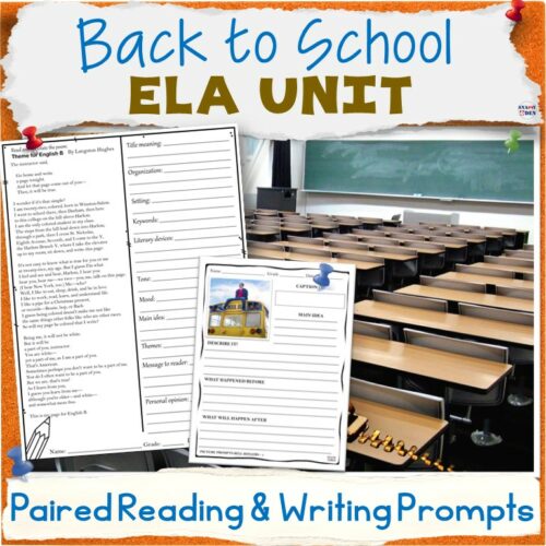 Back To School Unit - Paired Reading, Writing Prompts - Print and ...
