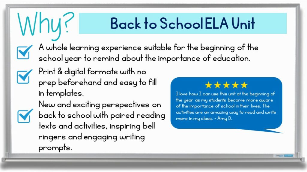 Back To School Unit - Paired Reading, Writing Prompts - Print and ...