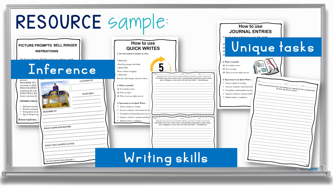 Back To School Unit - Paired Reading, Writing Prompts - Print and ...