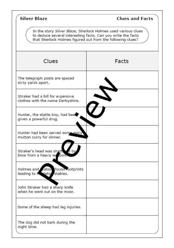 Arthur Conan Doyle "Silver Blaze" worksheets | Made By Teachers