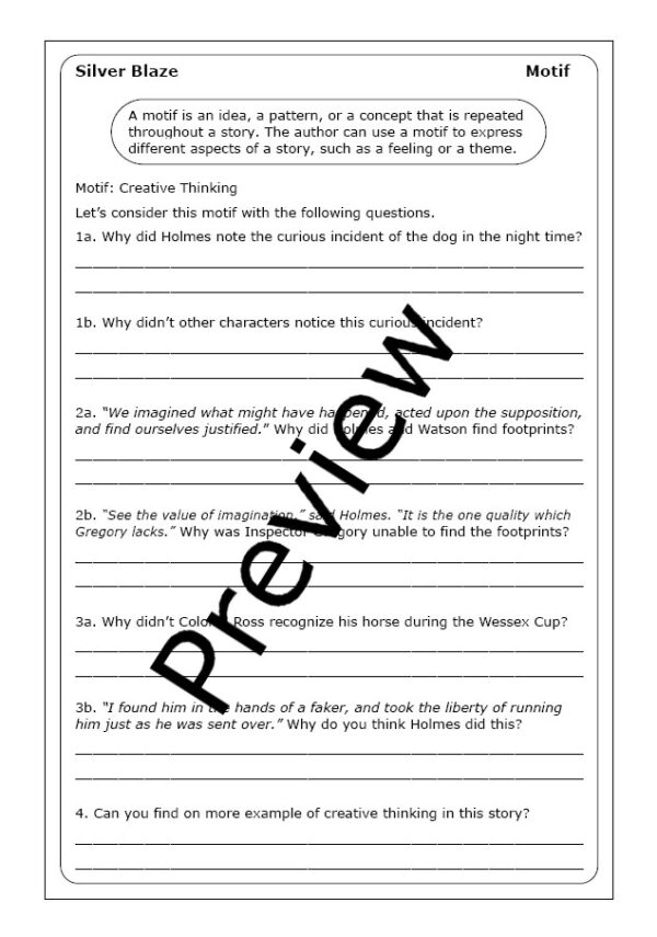 Arthur Conan Doyle "Silver Blaze" worksheets | Made By Teachers