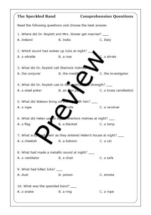 Arthur Conan Doyle "The Adventure of the Speckled Band" worksheets ...