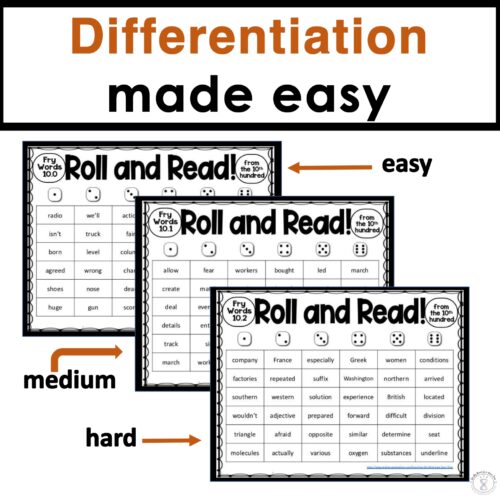 Fry 1000 Words - Multisyllabic Word List - Fluency Intervention Games ...