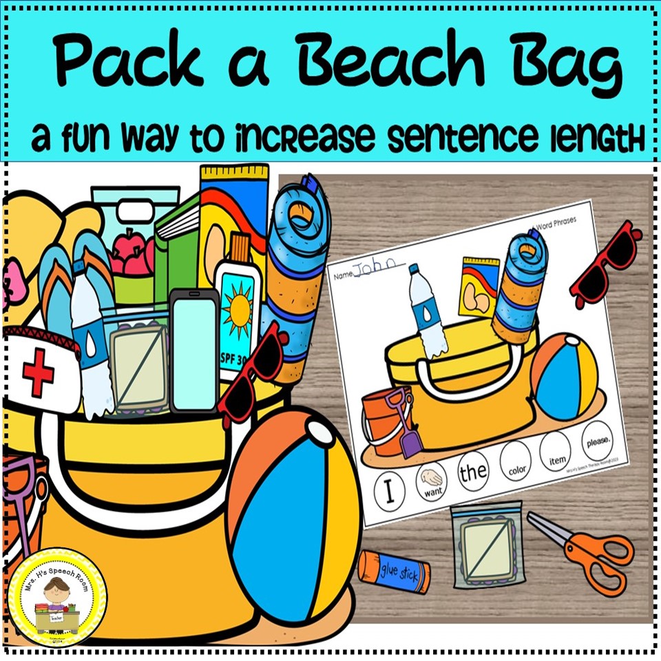 Summer Speech Therapy Build a Beach Bagto Increase Sentence Length ...