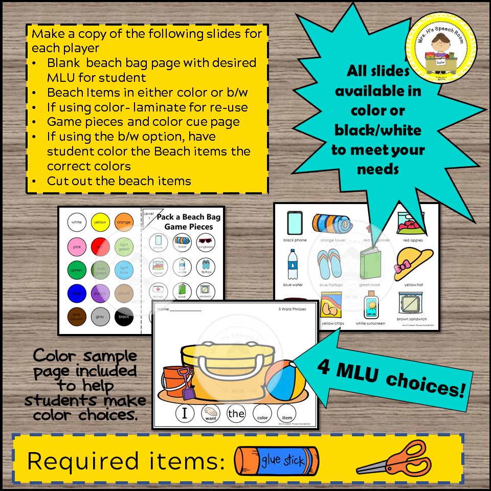 Summer Speech Therapy Build a Beach Bagto Increase Sentence Length ...