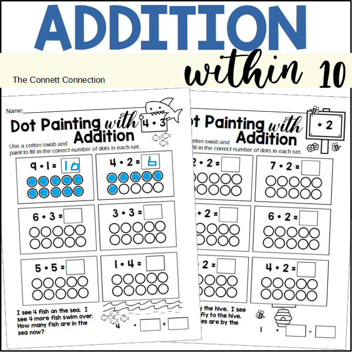 Addition Dot Painting Worksheets for Addition within 10 | Made By Teachers
