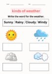 printable matching and tracing kinds of weather worksheet for grade 1 ...