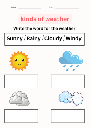 printable matching and tracing kinds of weather worksheet for grade 1 ...
