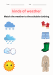 printable matching and tracing kinds of weather worksheet for grade 1 ...