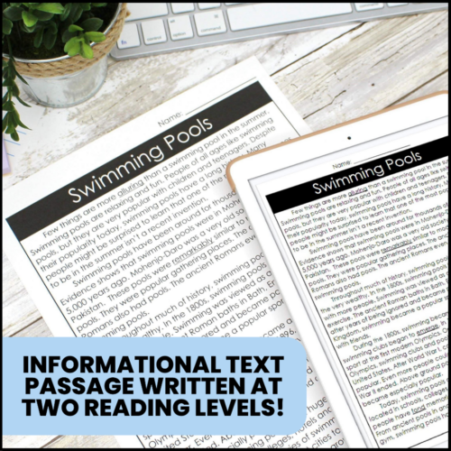 Swimming Pools Reading Comprehension Passage Printable & Digital | Made ...