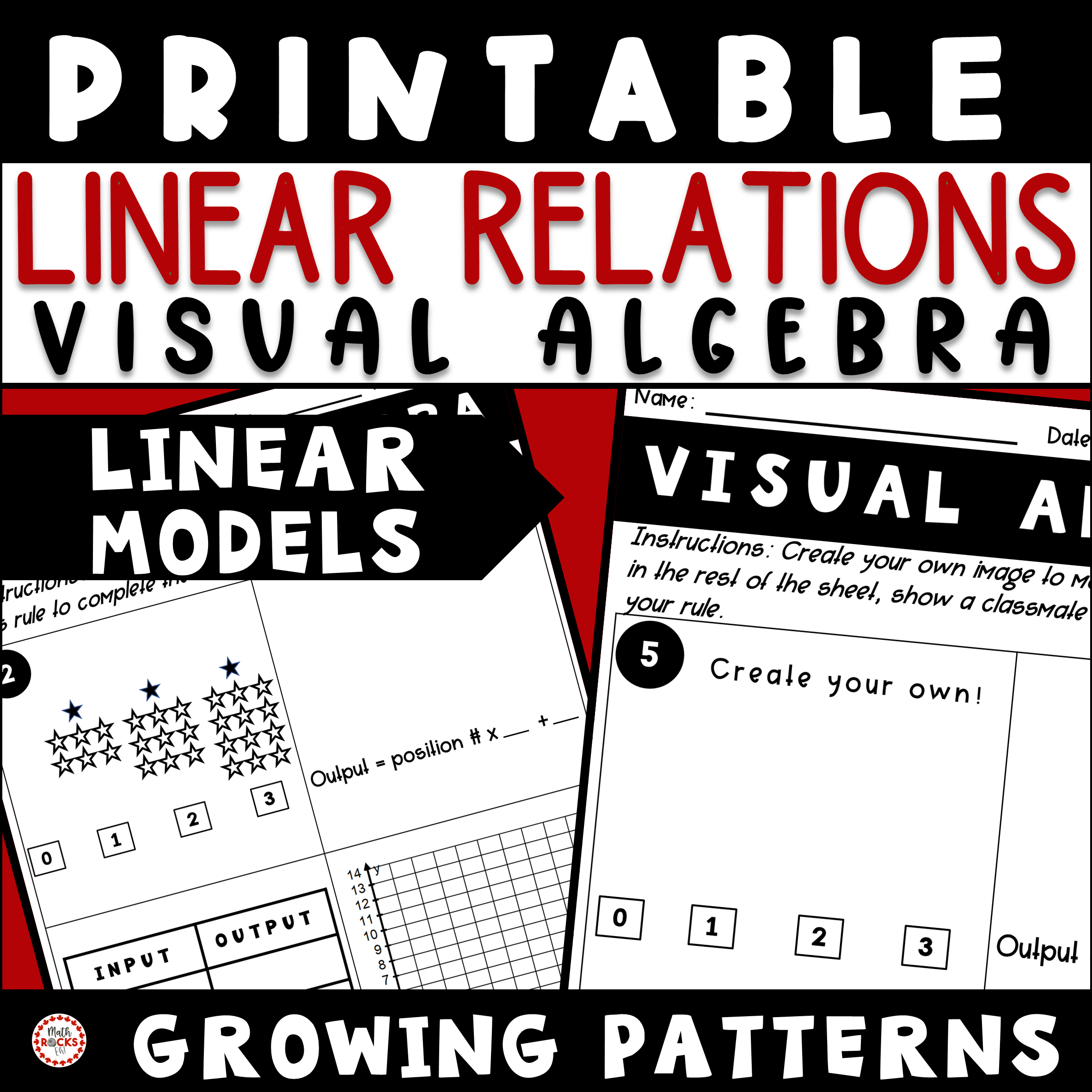 Visual Linear Pattern Printable Algebra Math Activity | Made By Teachers