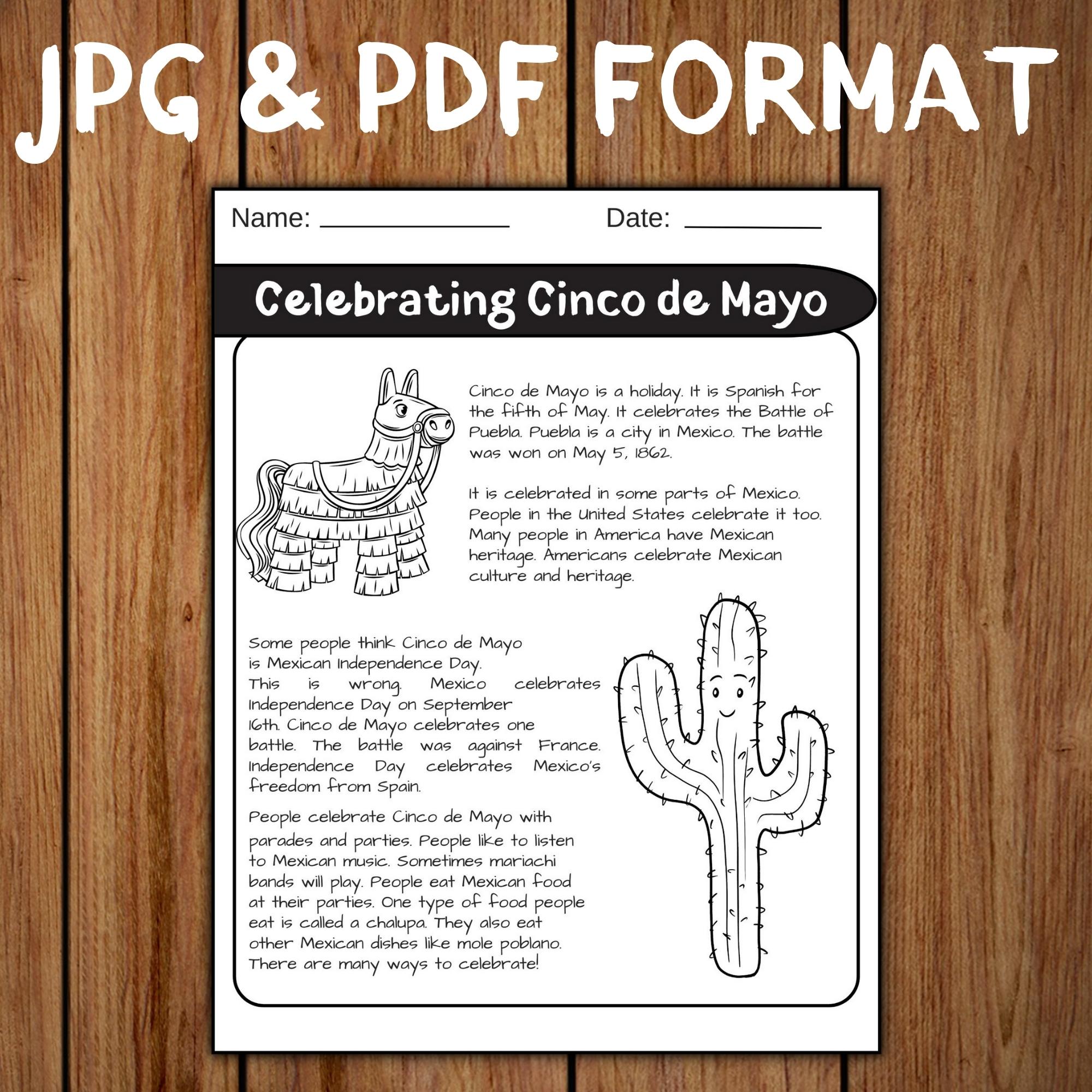 Cinco De Mayo Reading Comprehension Passages | Mexican Fiesta Cinco De ...